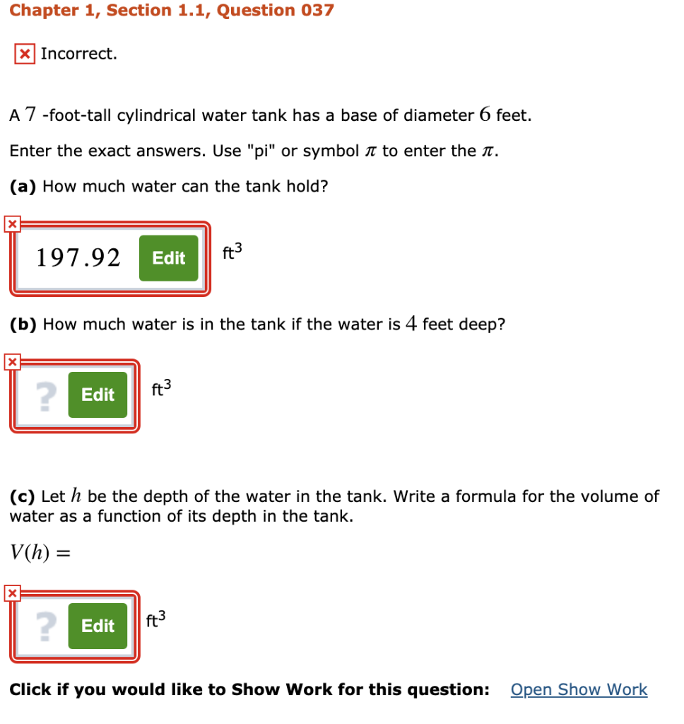 Solved Chapter 1, Section 1.1, Question 037 * Incorrect. A | Chegg.com