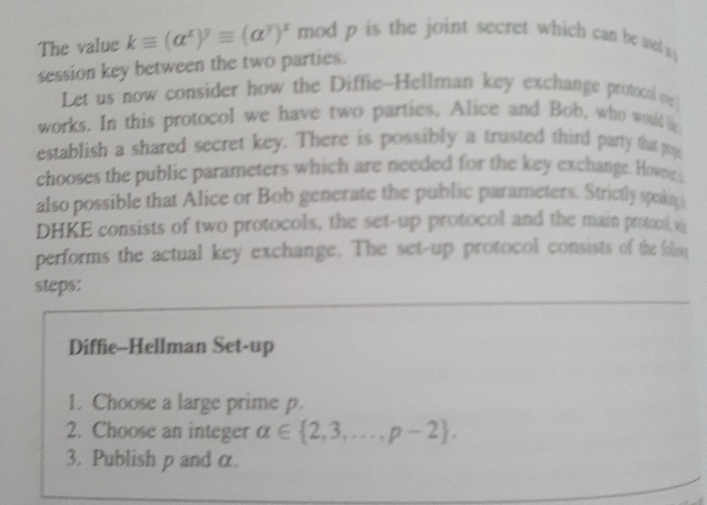 Solved . You must know Diffie-Hellman Set-up, DHKE (page | Chegg.com