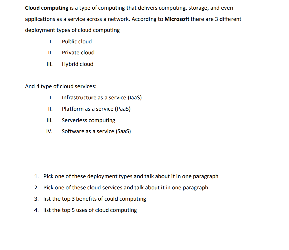 Solved Cloud computing is a type of computing that delivers | Chegg.com