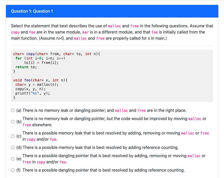 Solved Question 1: Question 1 Select the statement that best | Chegg.com