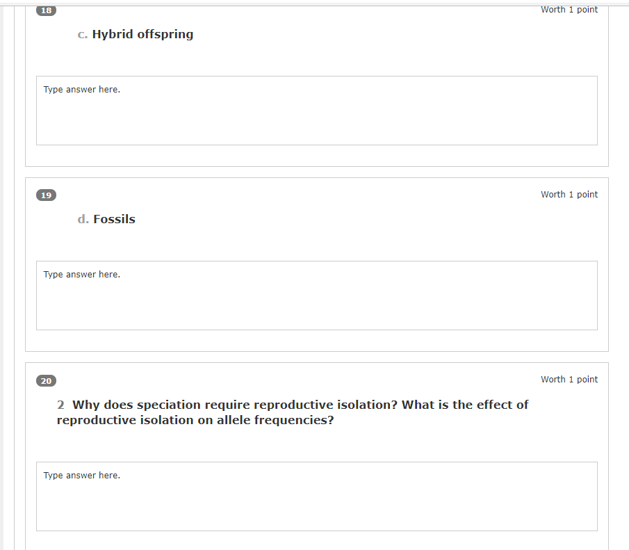 Solved 12 Worth 1 point Activity 4: Reproductive Isolation | Chegg.com
