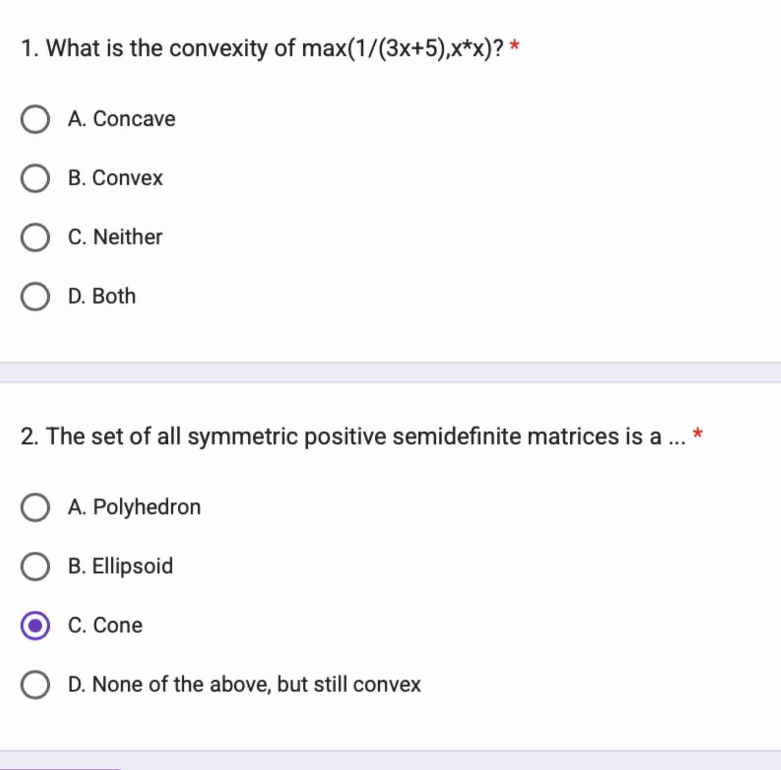 Solved What is ﻿the convexity of ﻿max(13x+5,x**x) ? *A. | Chegg.com