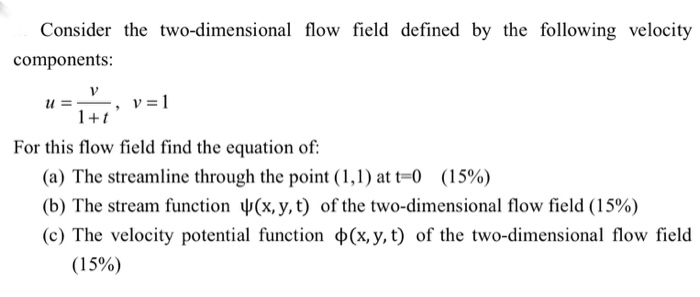 Solved Consider the two-dimensional flow field defined by | Chegg.com