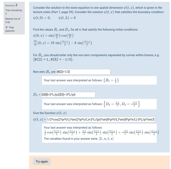 Solved Question 5 Tries remaining, Marked out of 9.00 | Chegg.com