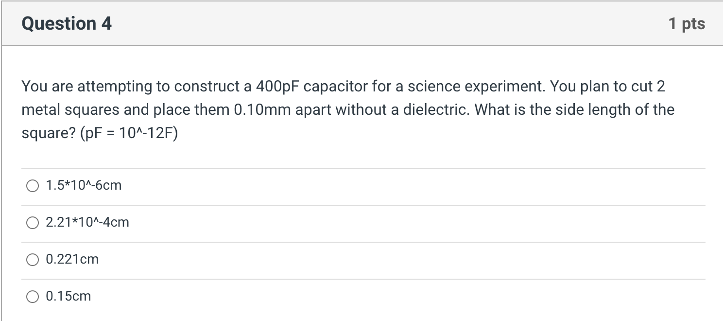 Solved You are attempting to construct a 400pF capacitor for | Chegg.com