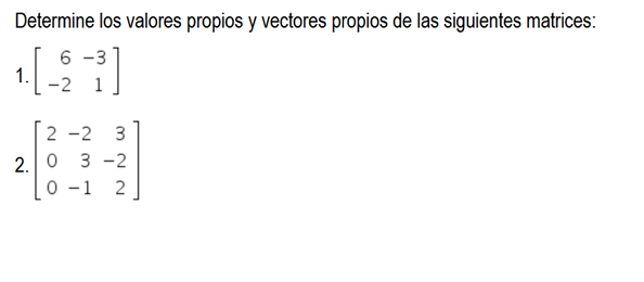 Solved Determine los valores propios y ﻿vectores propios de | Chegg.com