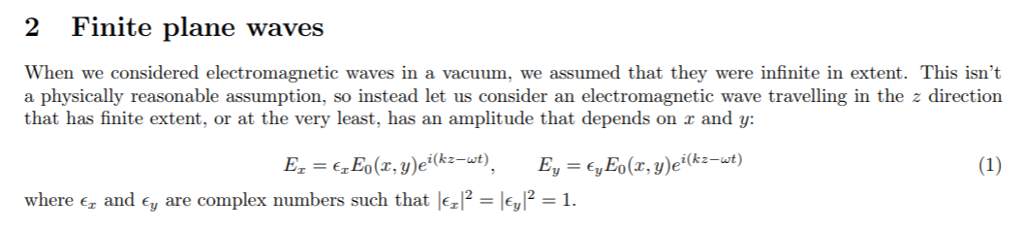 Solved 2 Finite plane waves When we considered | Chegg.com