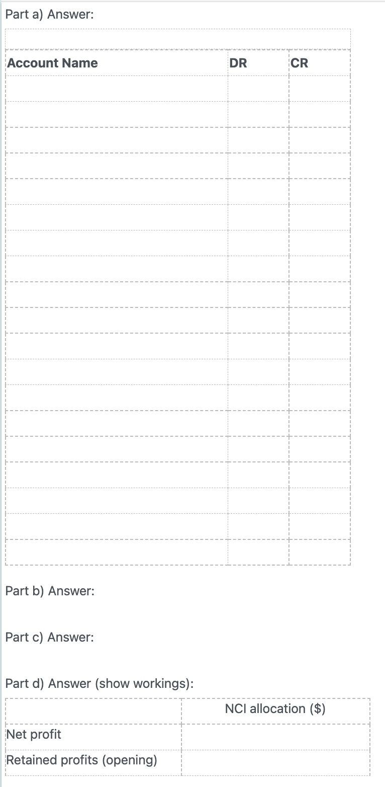 Part c) Answer: Part d) Answer (show workings): | Chegg.com