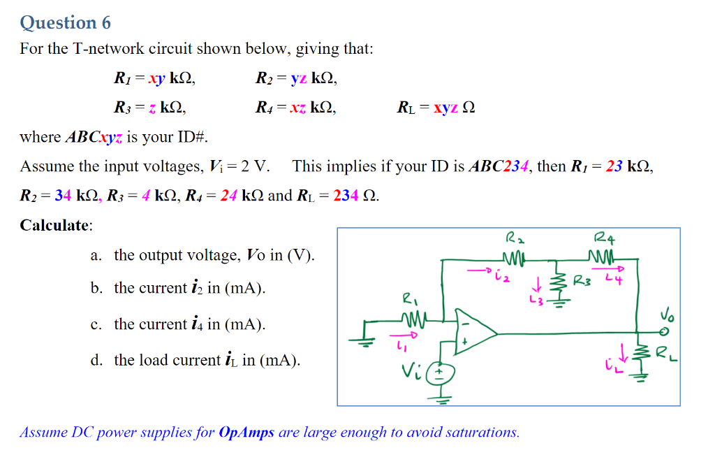 Solved Question 6 For the T-network circuit shown below, | Chegg.com