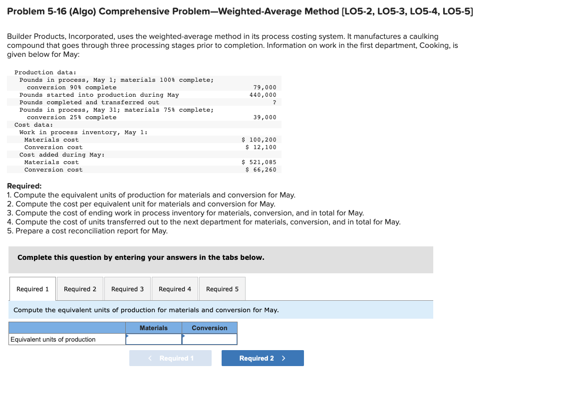 Solved Problem 5-16 (Algo) Comprehensive | Chegg.com