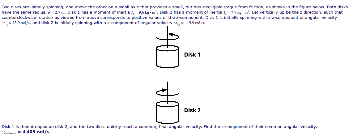 Solved Two disks are initially spinning, one above the other | Chegg.com