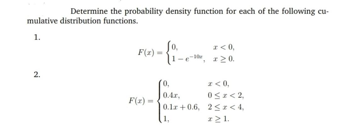 Solved Determine the probability density function for each | Chegg.com