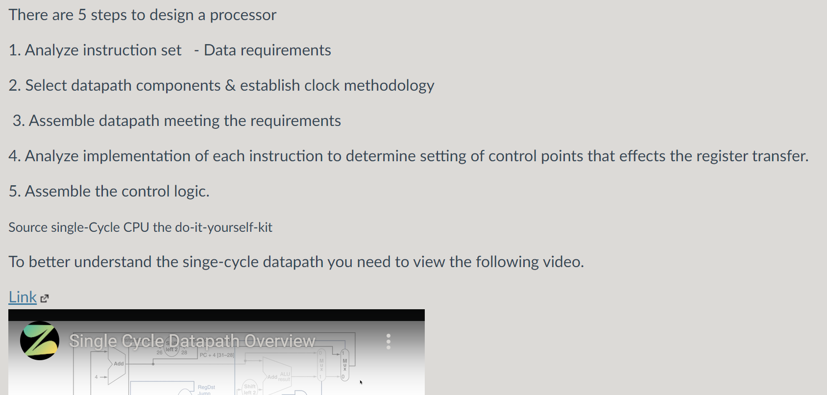Solved There are 5 steps to design a processor 1. Analyze | Chegg.com