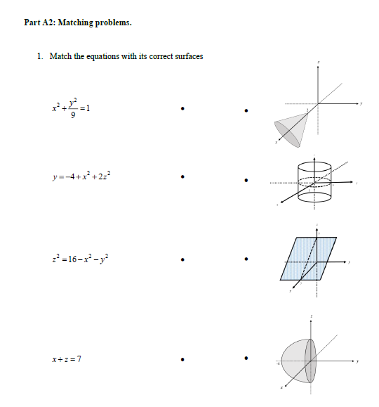 Solved Part A2: Matching problems. 1. Match the equations | Chegg.com