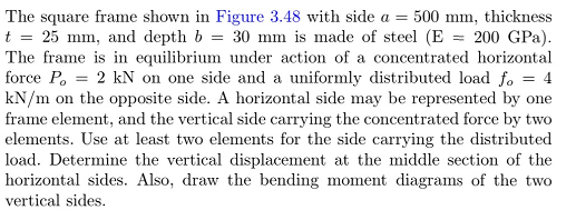 Solved The square frame shown in Figure 3.48 with side a = | Chegg.com