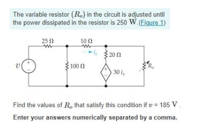 Solved The variable resistor (R0) in the circuit is adjusted | Chegg.com