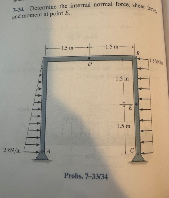Solved 7-34. Determine the internal normal force, shear | Chegg.com