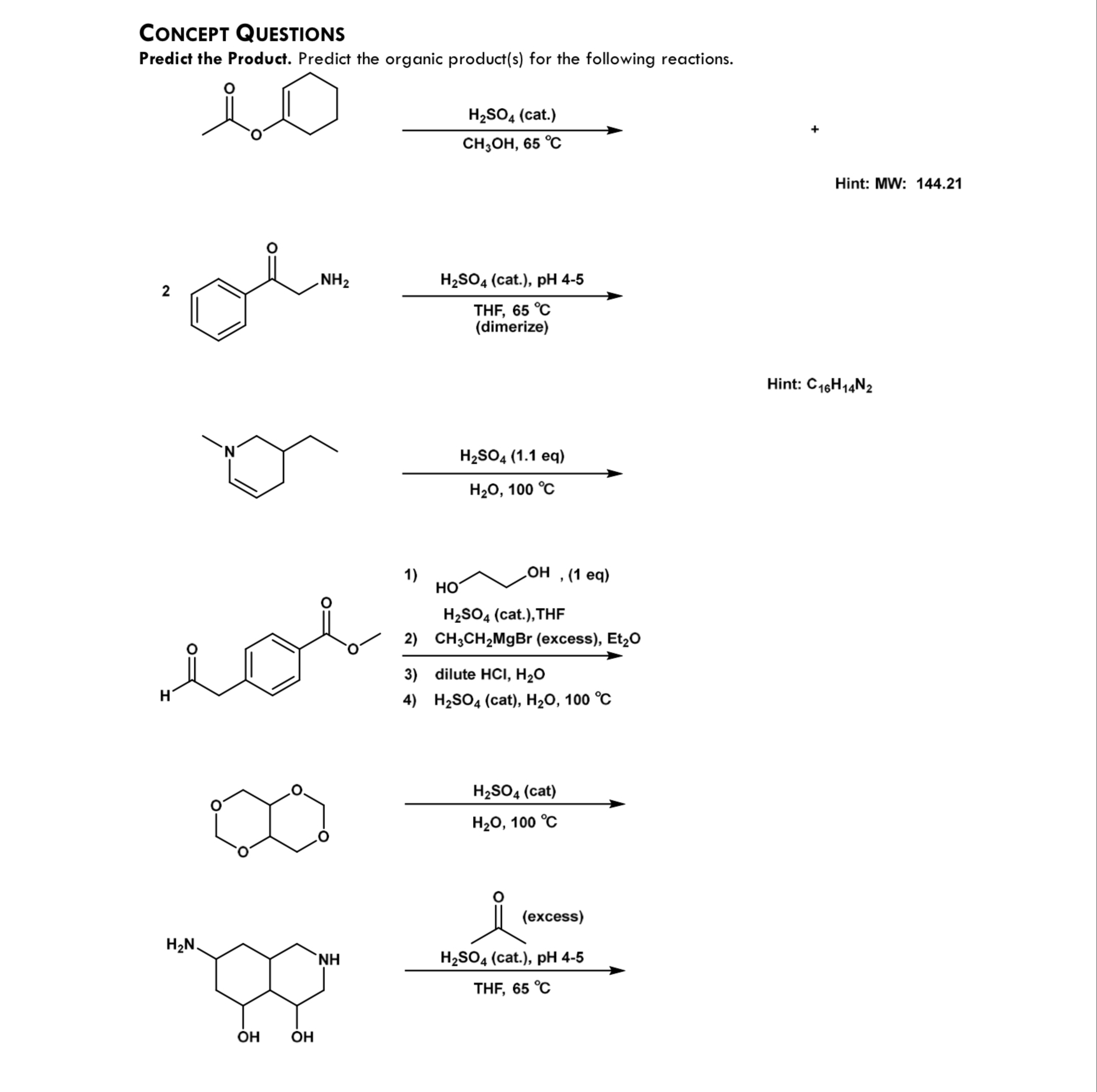 Solved Concept QuestionsPredict the Product. Predict the | Chegg.com