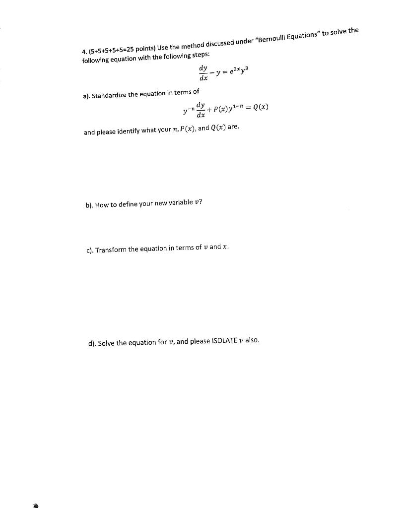 Solved 4. (5+5+5+5+5=25 points) Use the method discussed | Chegg.com