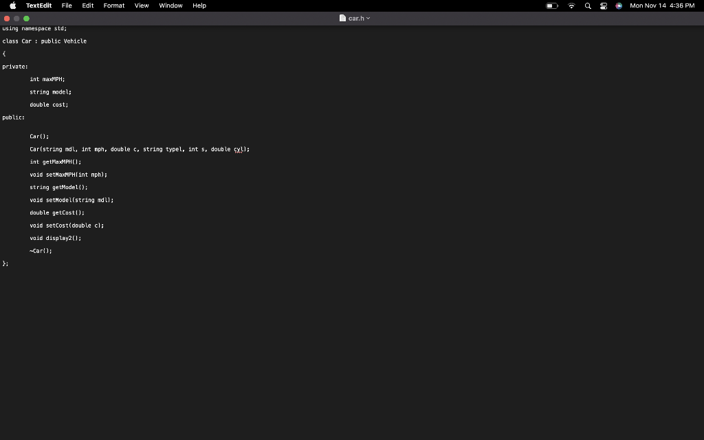 Solved Make sure your Assignment 1's class* (the above | Chegg.com