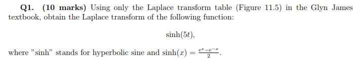 Solved Q1. (10 marks) Using only the Laplace transform table | Chegg.com