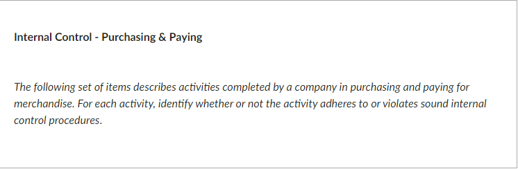 Solved The following set of items describes activities | Chegg.com