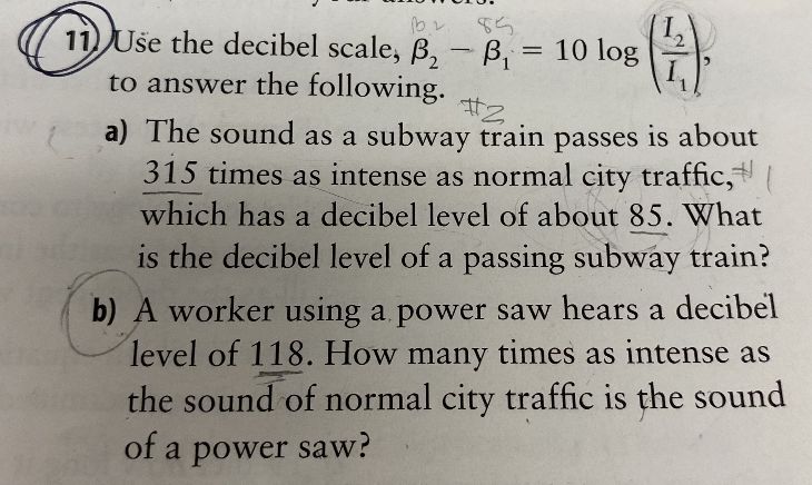 Solved Use the decibel scale, β2-β1=10log(I2I1),to answer | Chegg.com