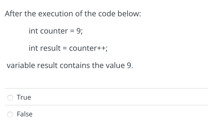 Solved After the execution of the code below:int counter | Chegg.com