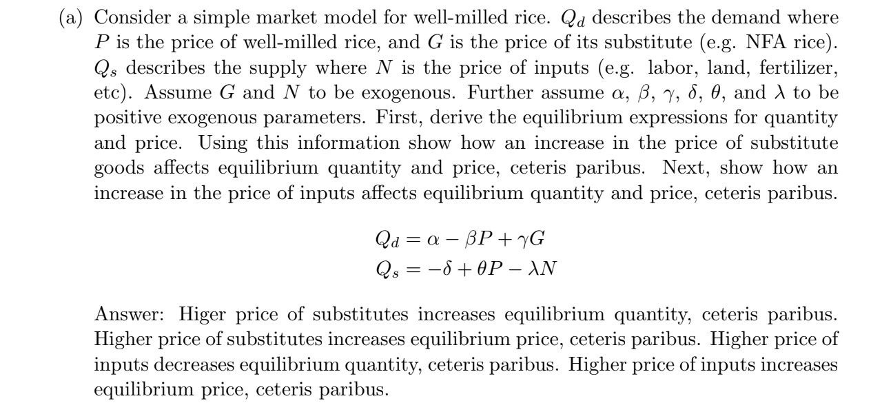 Solved Subject: Matrix AlgebraTopic: Comparative Statics | Chegg.com