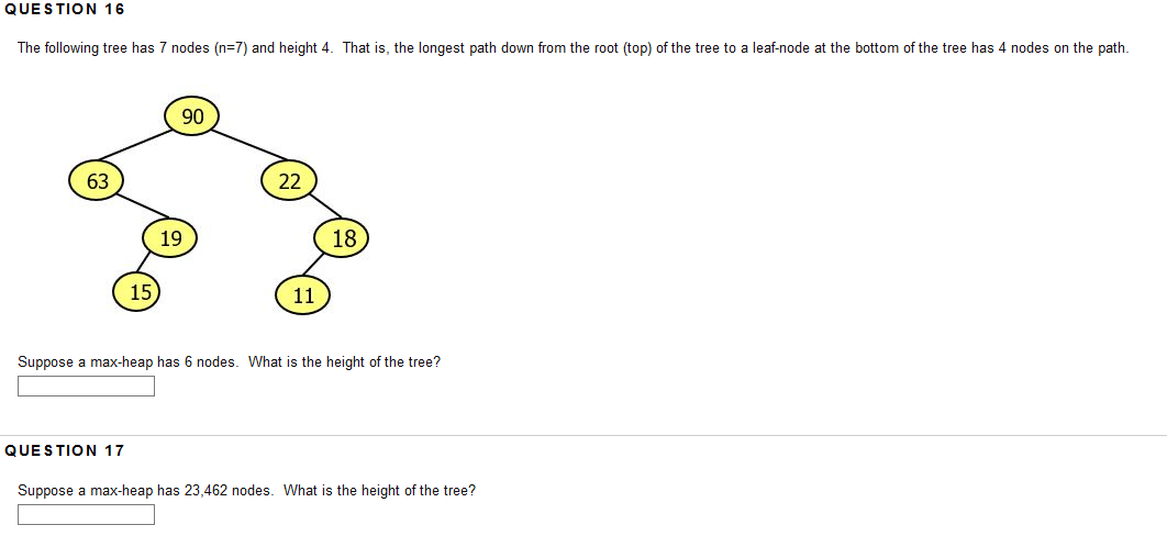 Solved QUESTION 16 The following tree has 7 nodes (n=7) and | Chegg.com