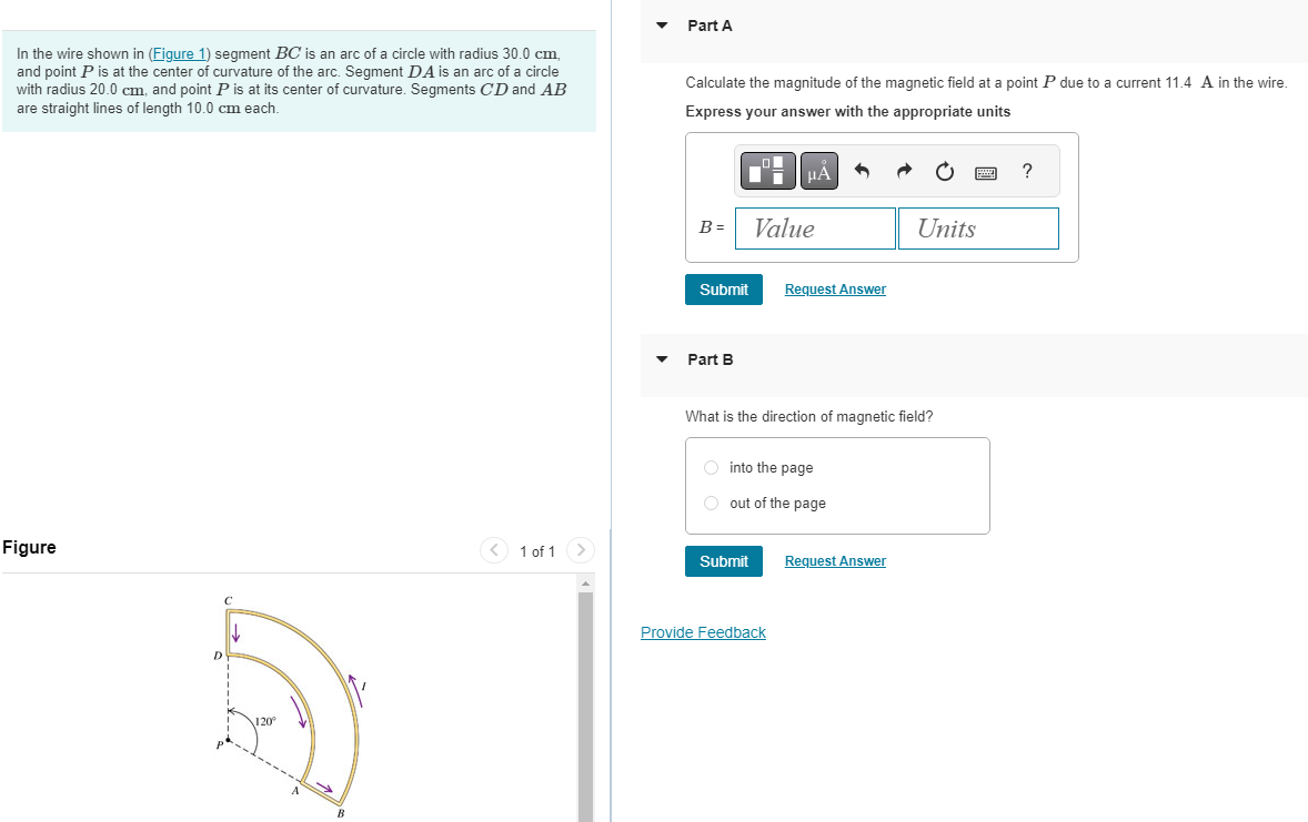 Solved In the wire shown in (Figure 1) segment BC is an | Chegg.com