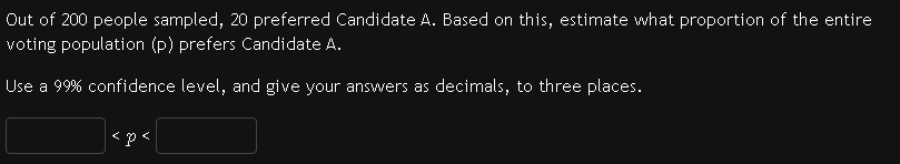 Solved Out of 200 ﻿people sampled, 20 ﻿preferred Candidate | Chegg.com