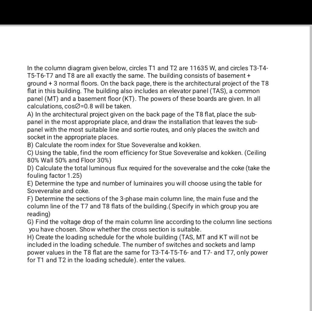 In the column diagram given below, circles T1 and T2 | Chegg.com