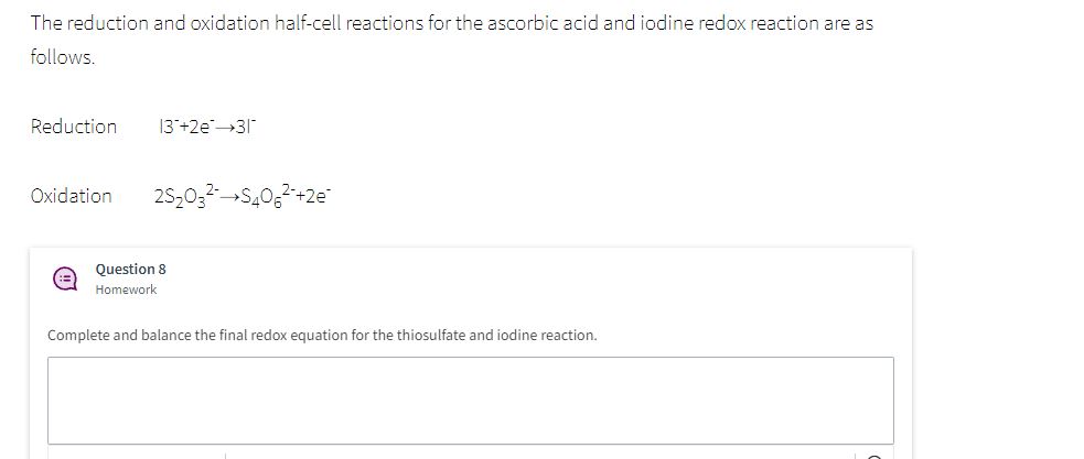 Solved The reduction and oxidation half-cell reactions for | Chegg.com