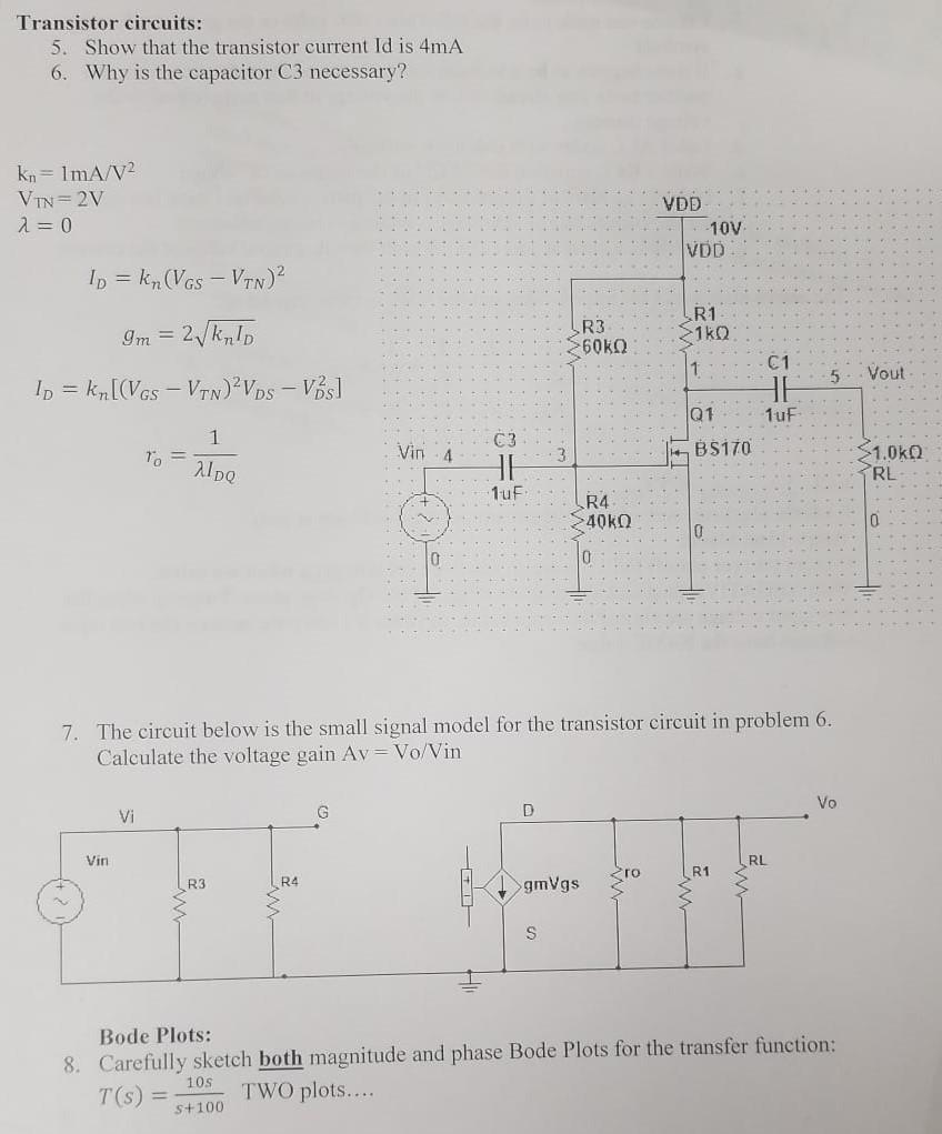 Solved Transistor circuits: 5. Show that the transistor | Chegg.com