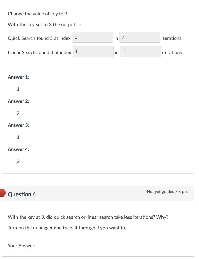 Solved Change the value of key to 3. With the key set to 3 | Chegg.com