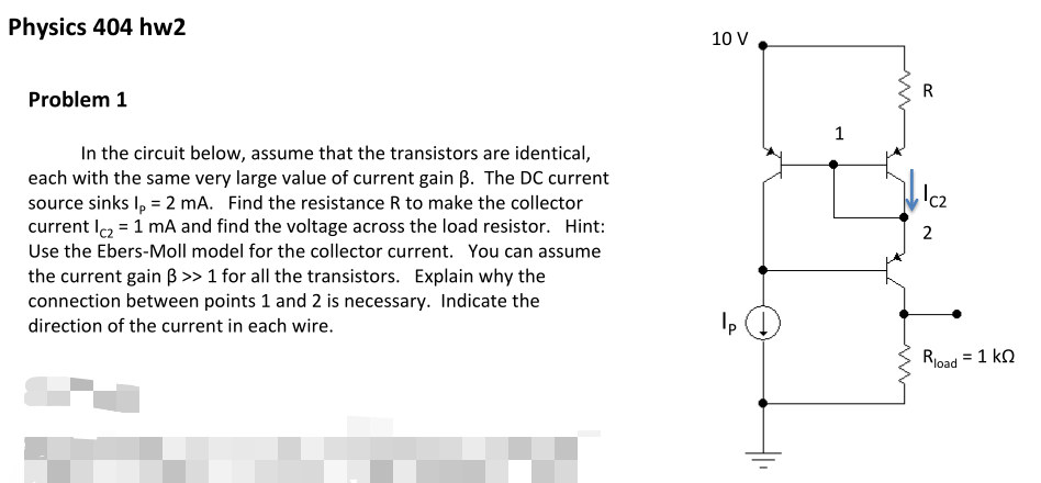 Physics 404 hw2 10 V R Problem 1 1 Ic2 In the circuit | Chegg.com