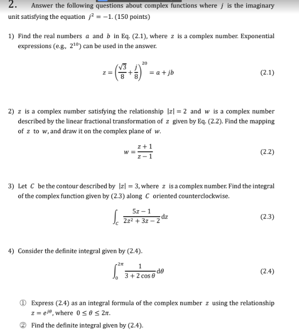 Solved 2. Answer the following questions about complex | Chegg.com
