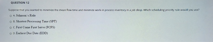 Solved QUESTION 12 Suppose that you wanted to minimize the | Chegg.com