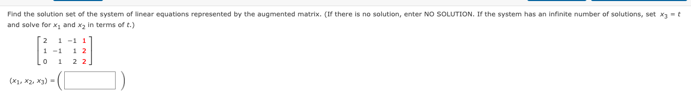 Solved Find the solution set of the system of linear | Chegg.com