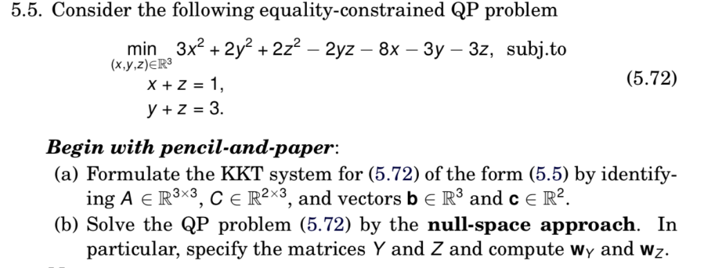 5.5. Consider the following equality-constrained QP | Chegg.com