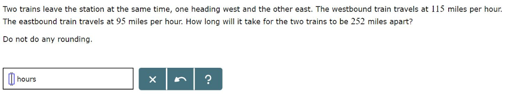 Solved Two trains leave the station at the same time, one | Chegg.com