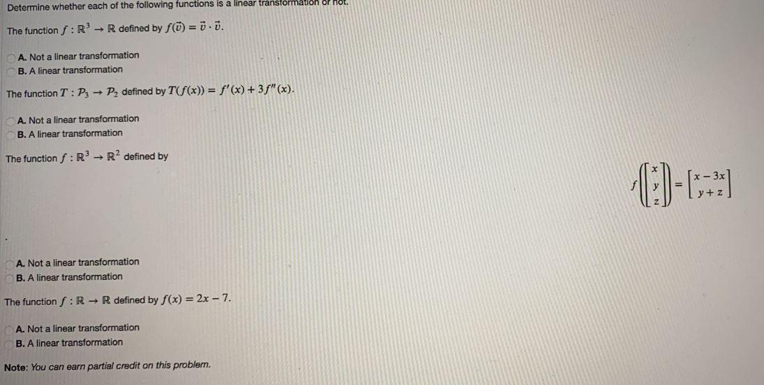 Solved Determine whether each of the following functions is | Chegg.com