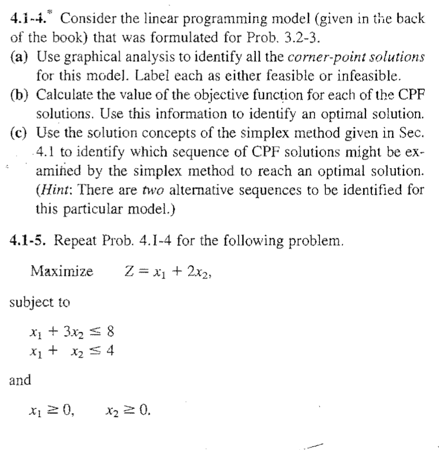 Solved 4.1-4. Consider the linear programming model (given | Chegg.com
