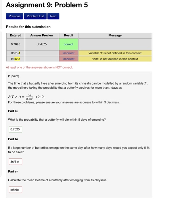 Solved Assignment 9: Problem 5 Previous Problem List Next | Chegg.com