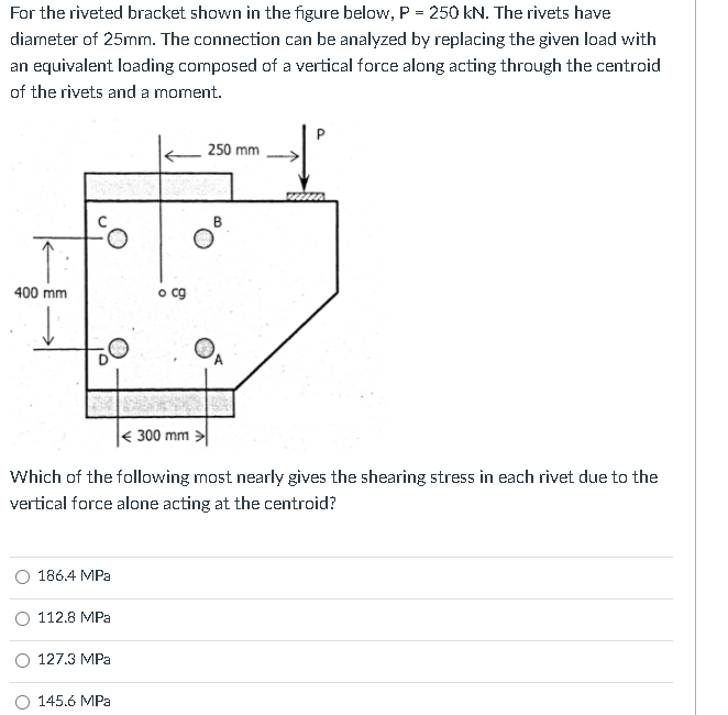 Solved For the riveted bracket shown in the figure below, P | Chegg.com