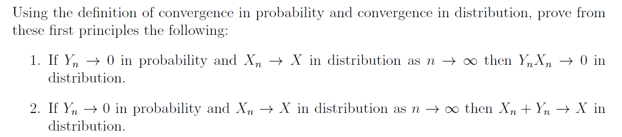 Solved Using the definition of convergence in probability | Chegg.com