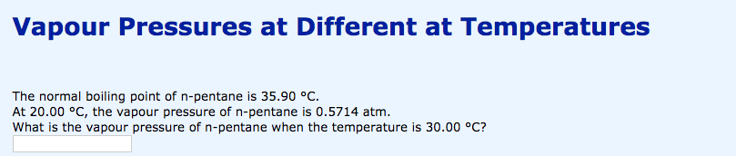 Solved Vapour Pressures at Different at Temperatures The | Chegg.com