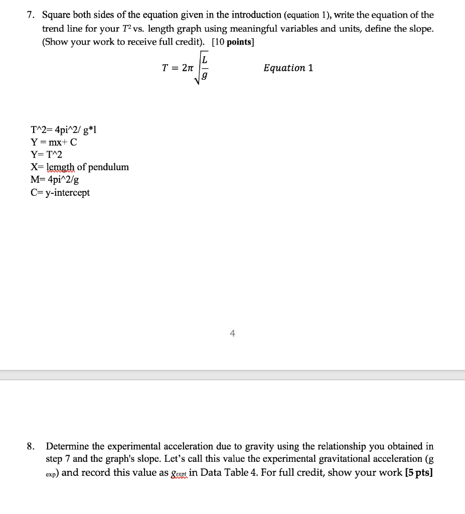 Solved 7. Square both sides of the equation given in the | Chegg.com