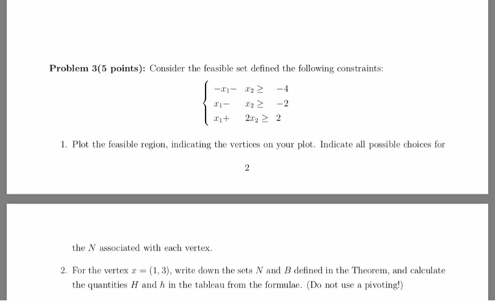 Solved Problem 3(5 points): Consider the feasible set | Chegg.com